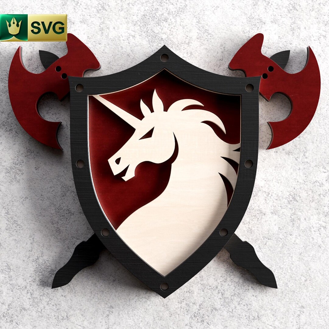 Unicorn Shield 3D Layered SVG | Fantasy Shield | Medieval Digital Cut ...