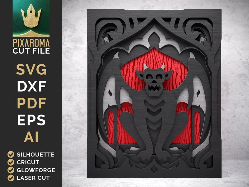Gargoyle 3D Layered Wall Art Gothic-inspired SVG Cut File - Etsy