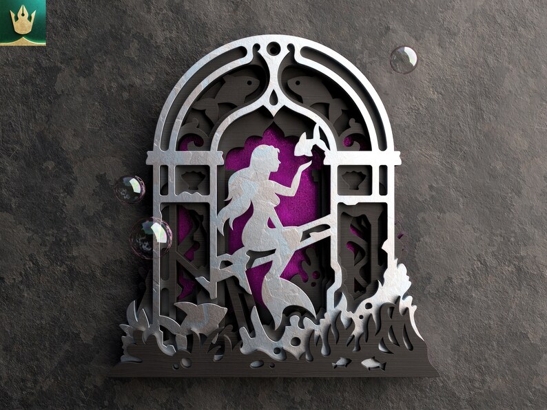Mermaid Underwater Scene 3D Layered SVG Laser Cut File Magical Ocean ...