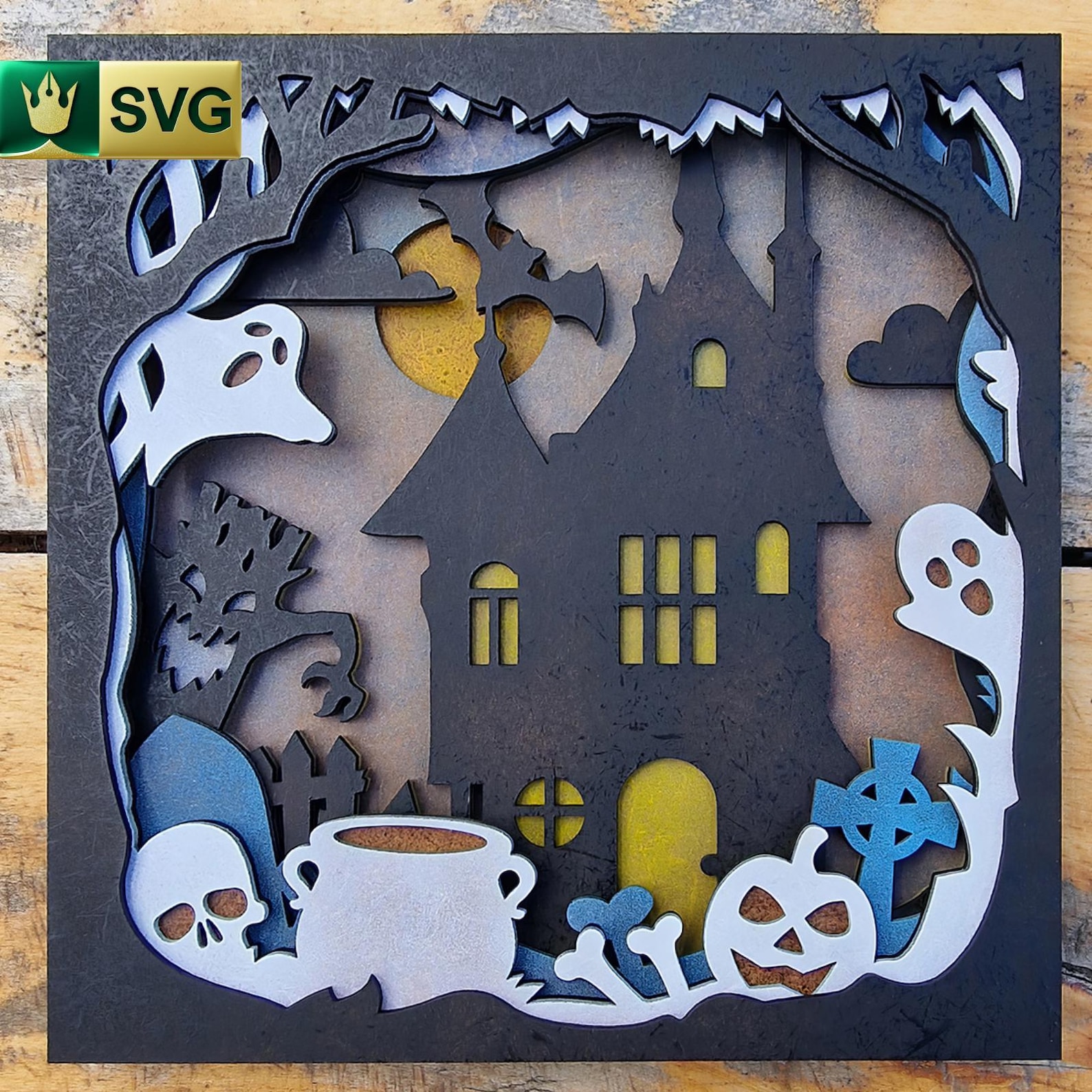 Halloween Haunted House|3d Layered | Halloween Digital Cut File | SVG ...