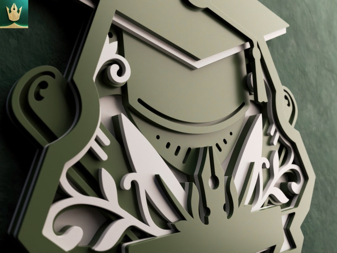 Graduation Cap Wall Art and Award, 3D Layered Cut File for Glowforge ...