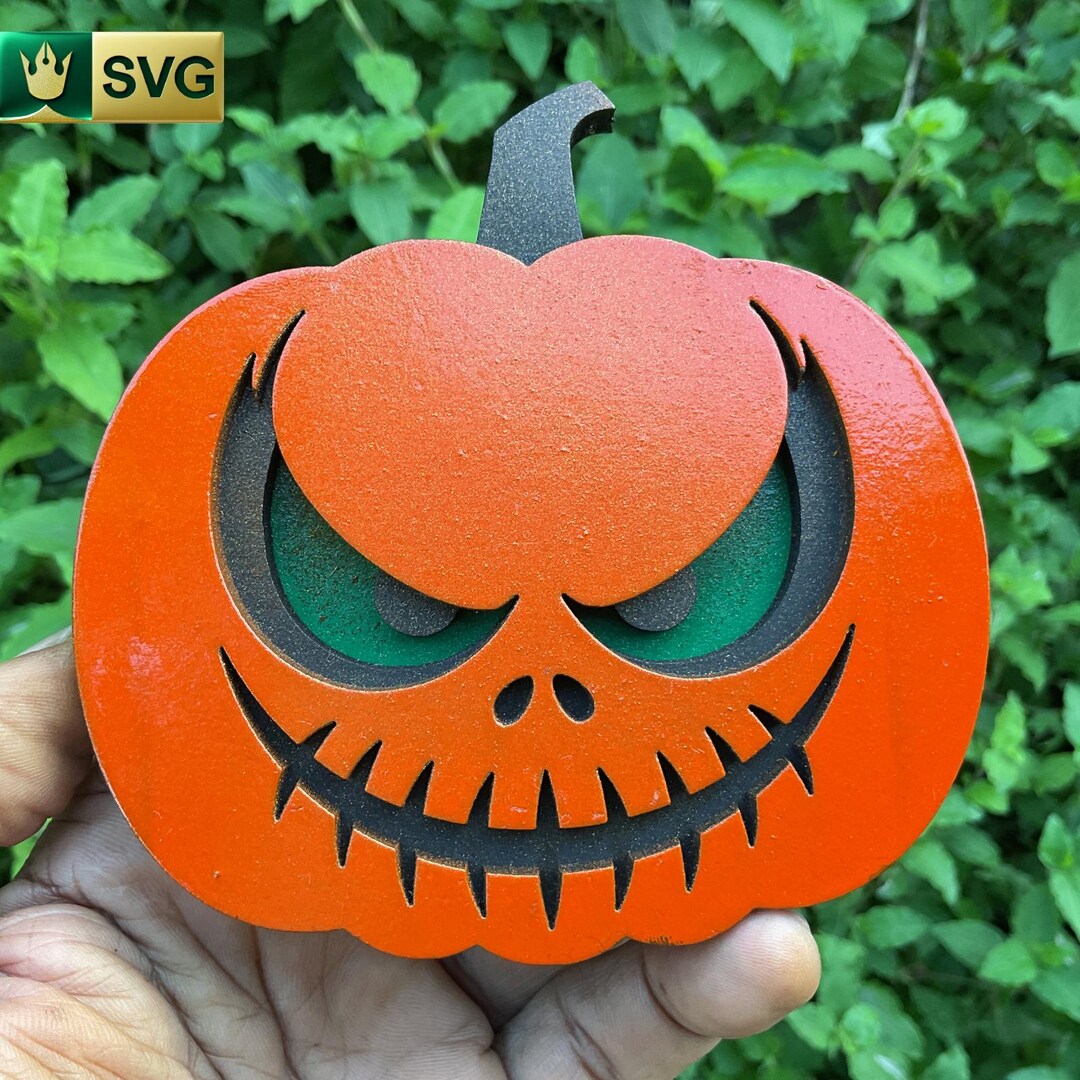 Calabaza de Halloween 3D en capas / Archivo de corte digital de Halloween / SVG, DXF, Pdf, Ai ...