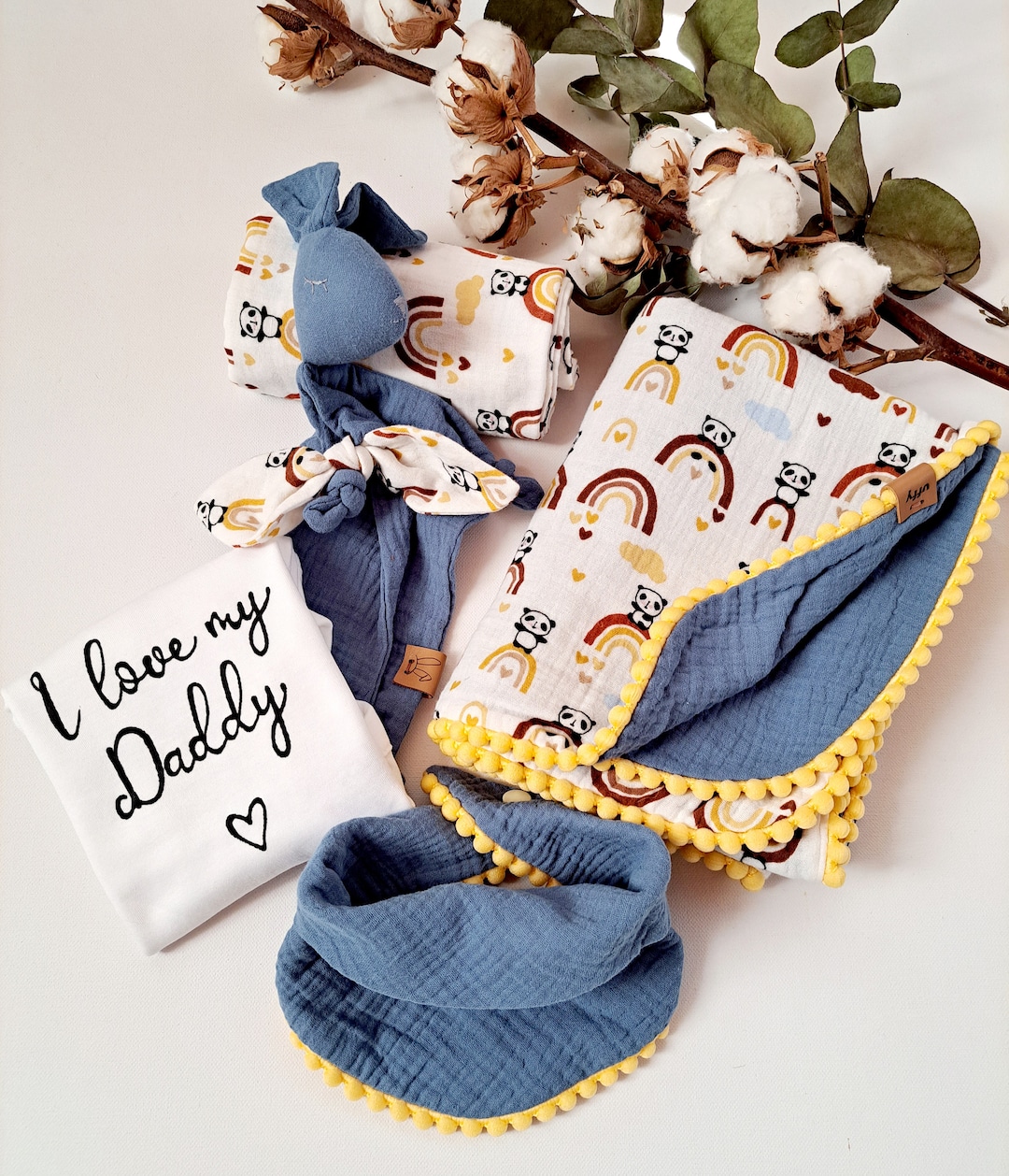 Gift Set,baby Double Gauze Muslin Blanket, Bib, Bunny Comforter ...