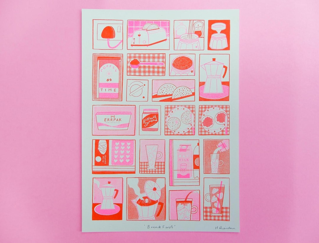 Breakfast Comic A4 / A3 Risograph Print - Etsy