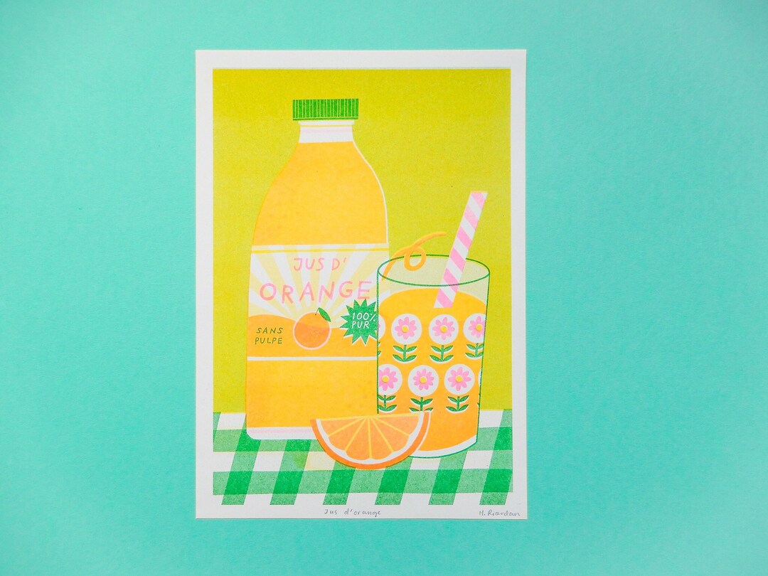 Orange Juice A4 Risograph Print - Etsy