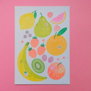Fruit A4 Risograph Print - Etsy