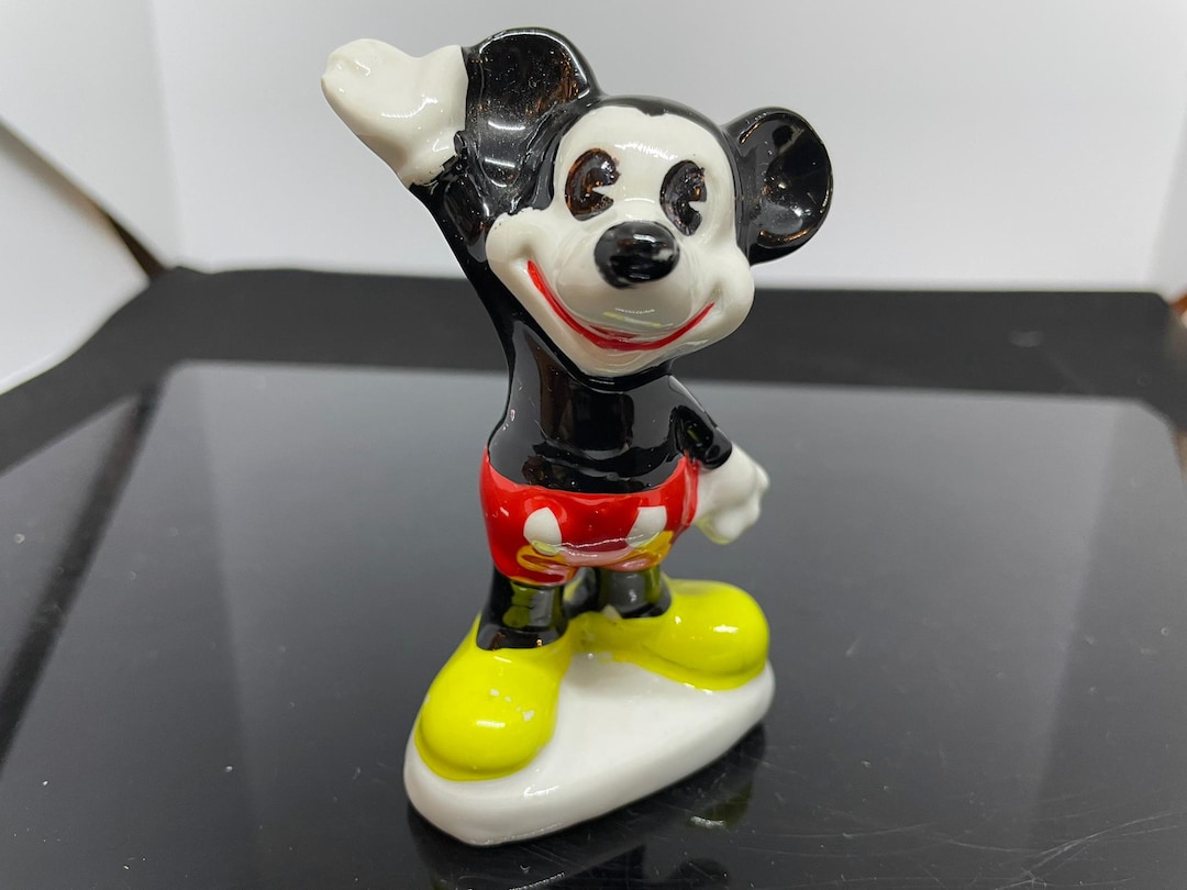 Vintage Walt Disney Productions Porcelain Mickey Mouse Figurine - Etsy