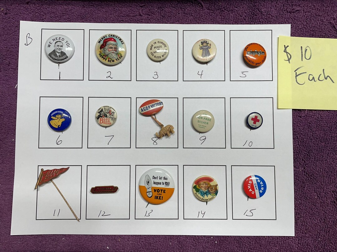 Vintage Pinback Stick Pin Buttons - Etsy