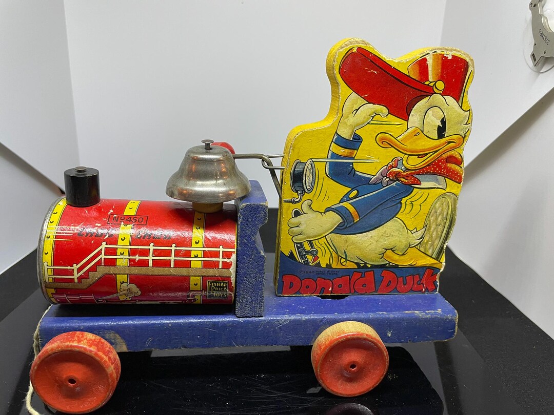 Fisher Price Donald Duck Wooden Pull Toy - Etsy