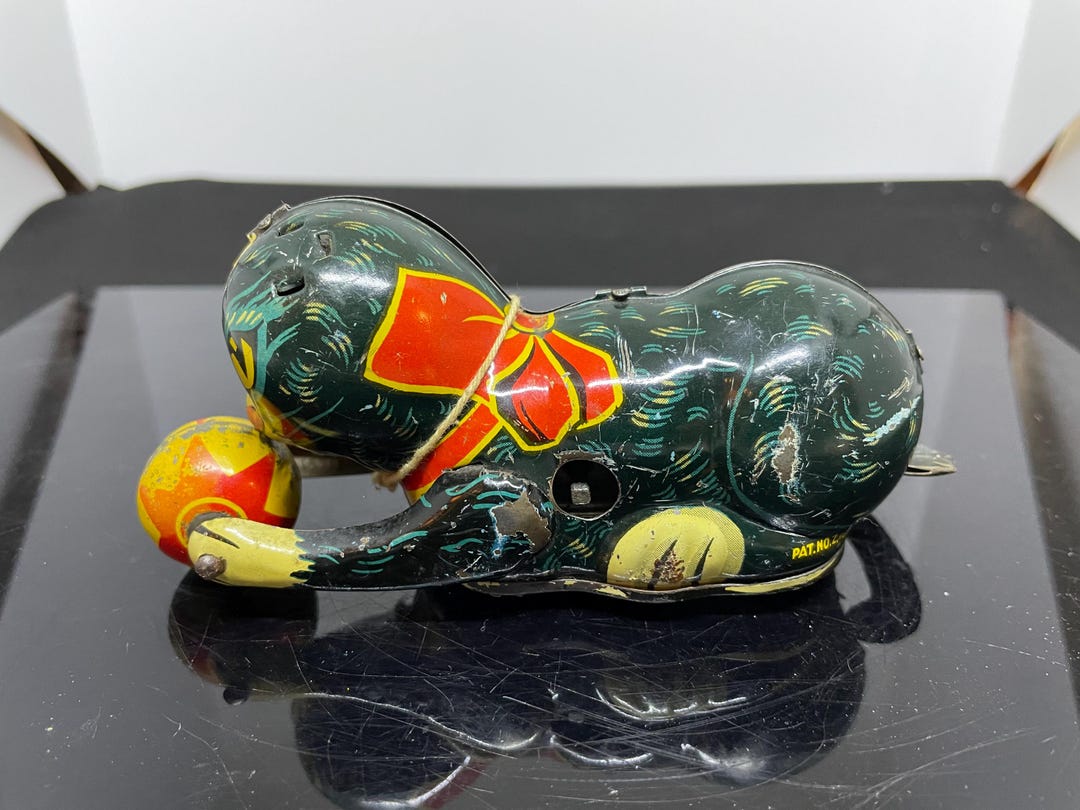 Vintage Marx Tin Windup Roll Over Cat Playing W/ Ball - Etsy