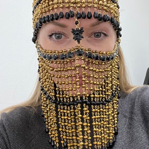 Gold Crystal Mask~gold Headpiece~rhinestone Mask ~masquerade Face Mask ...