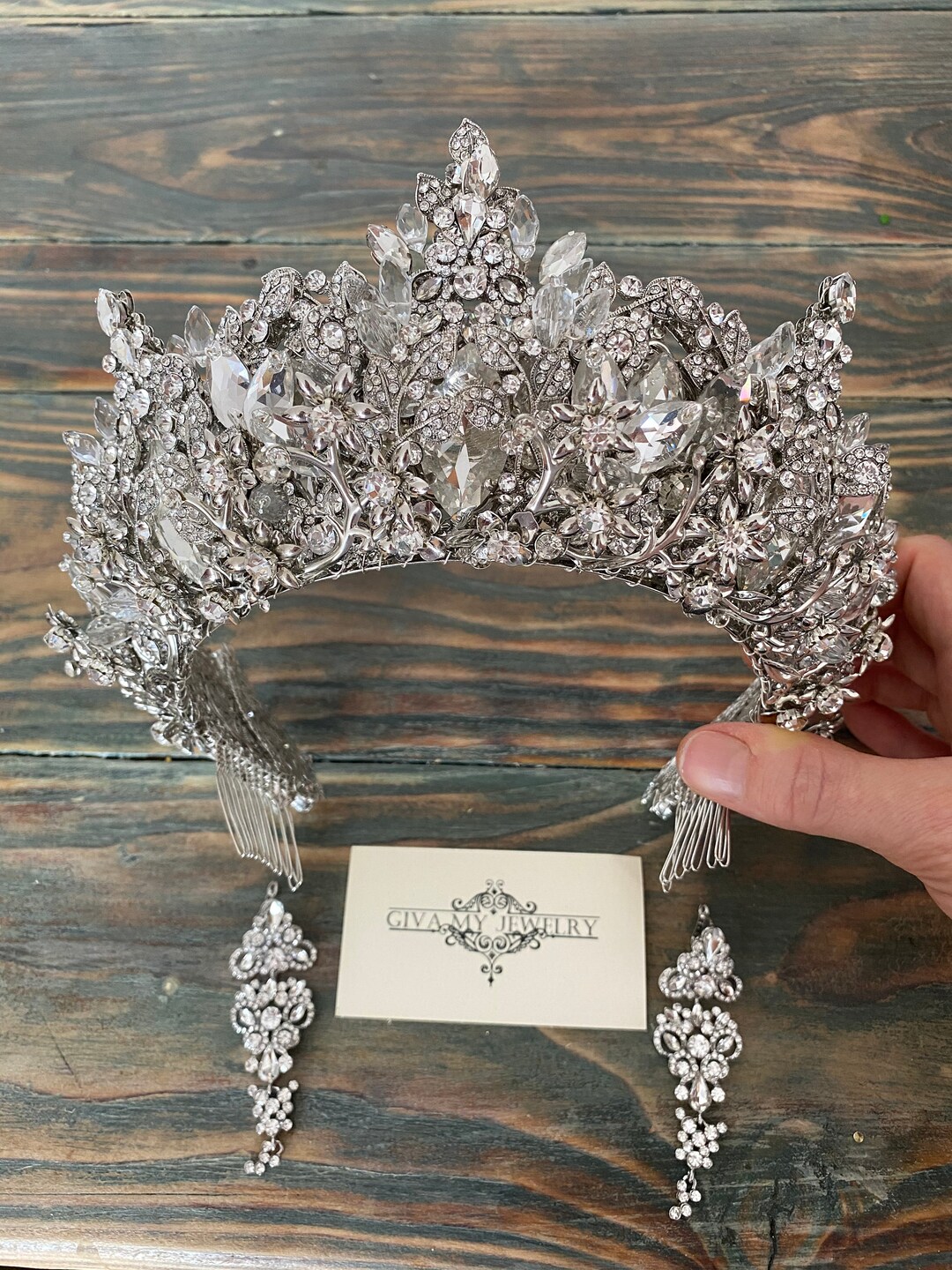 Silver Bridal Crown~silver Wedding Crown~silver Wedding Earrings ...