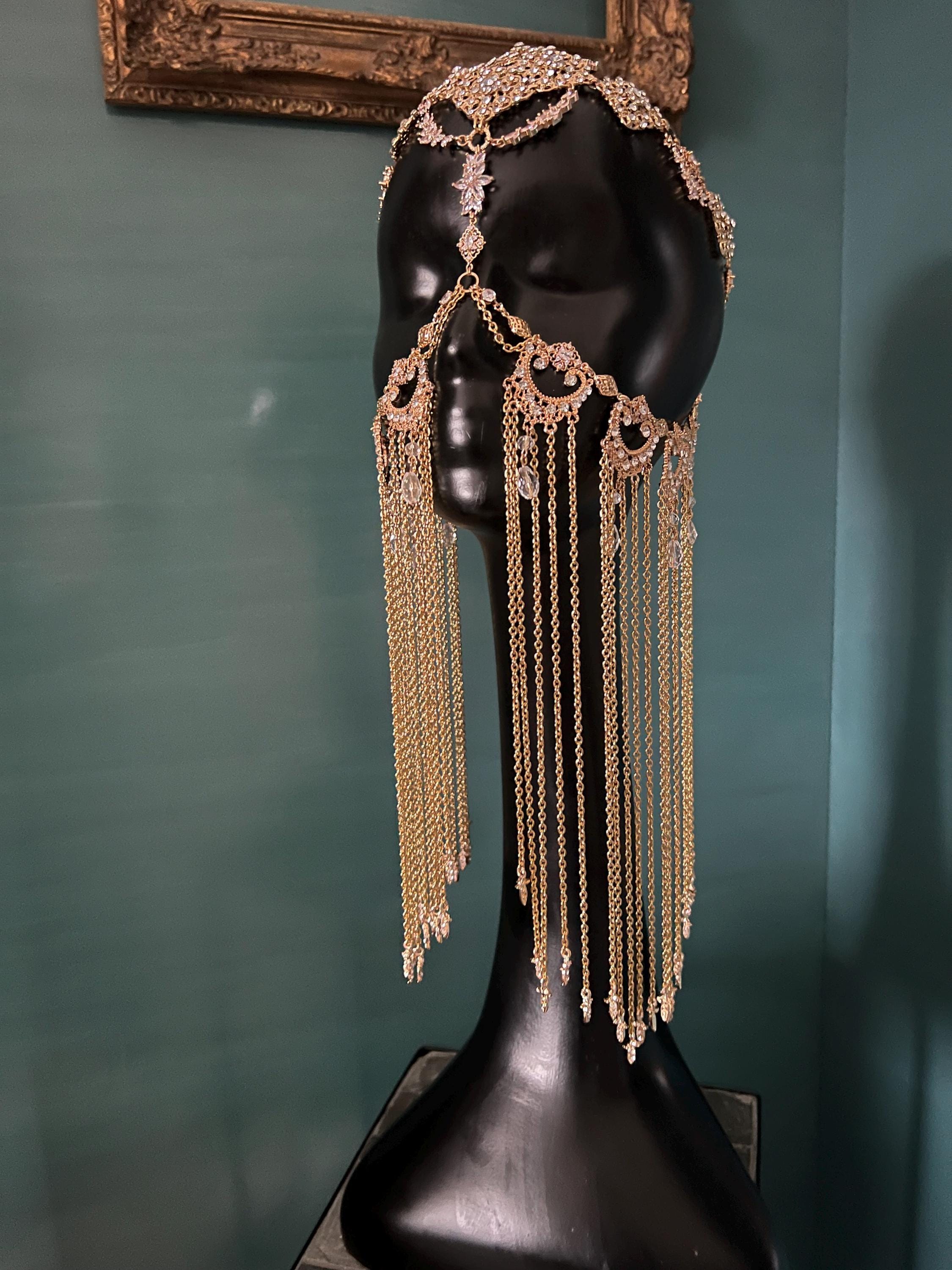 Rhinestone Gold Chain Mask Veil - Belly Dance Jewelry - Etsy Canada