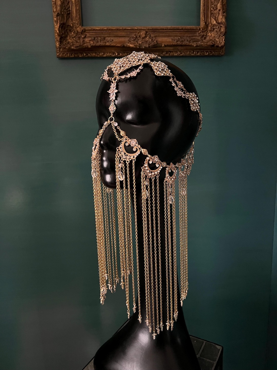 Rhinestone Gold Chain Mask Veil - Belly Dance Jewelry - Etsy Canada