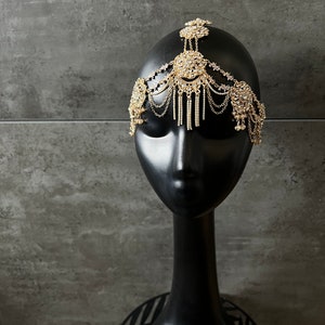 Gold Forehead~gold Crystal Headpiece~gold Wedding Headpiece~gold ...