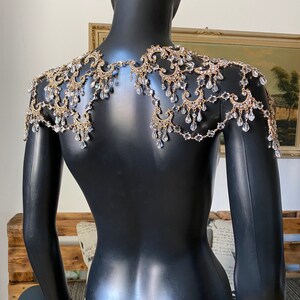 Bridal Gold Crystal Shoulder Necklace, Statement Wedding Jewelry ...