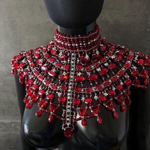 Statement Necklace~red Shoulder Necklace~shoulder Necklace~red Necklace ...