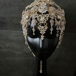 Rhinestone Gold Headpiece~statement Headpiece~gold Headpiece~gold ...