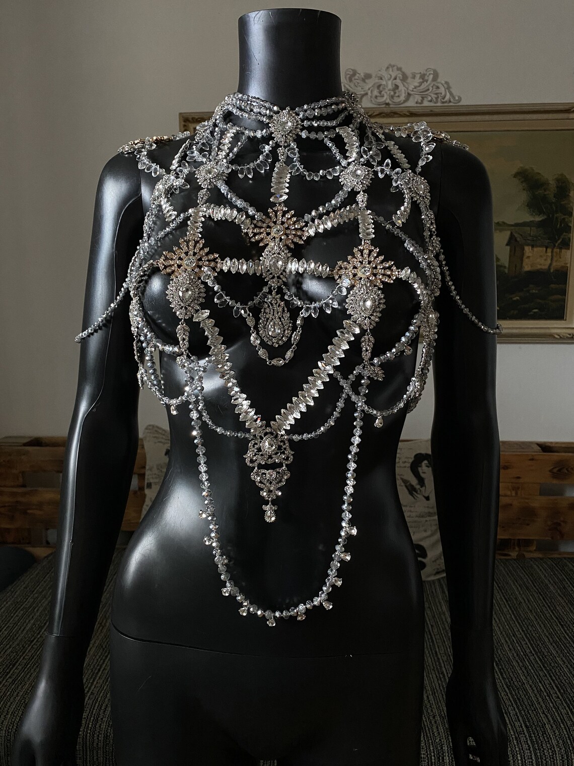 Body Necklace crystal Body Chainshoulder Necklacebridal - Etsy