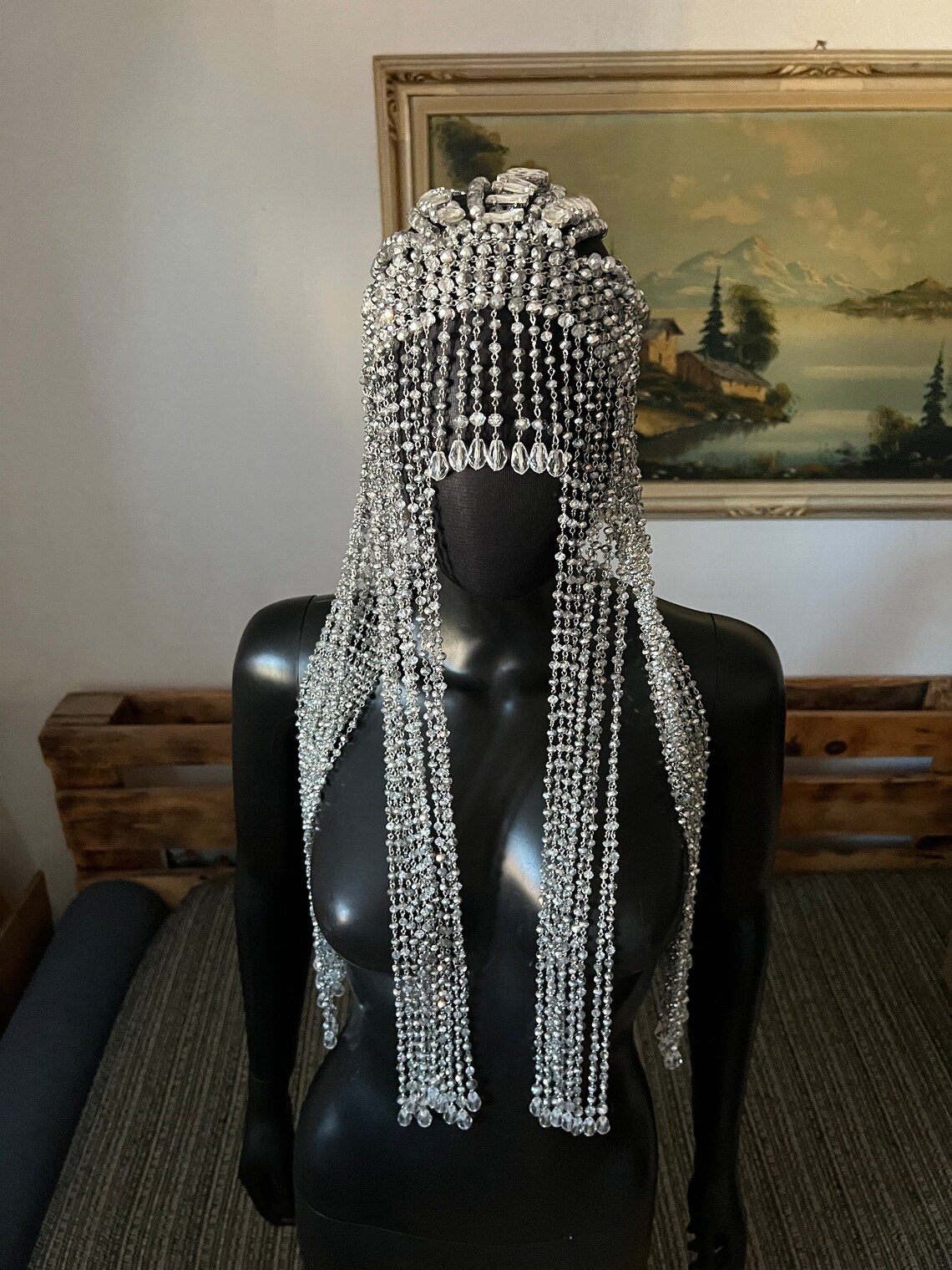 Rhinestone Head Chain~show Headpiece ~wedding Forehead~silver Headpiece ...