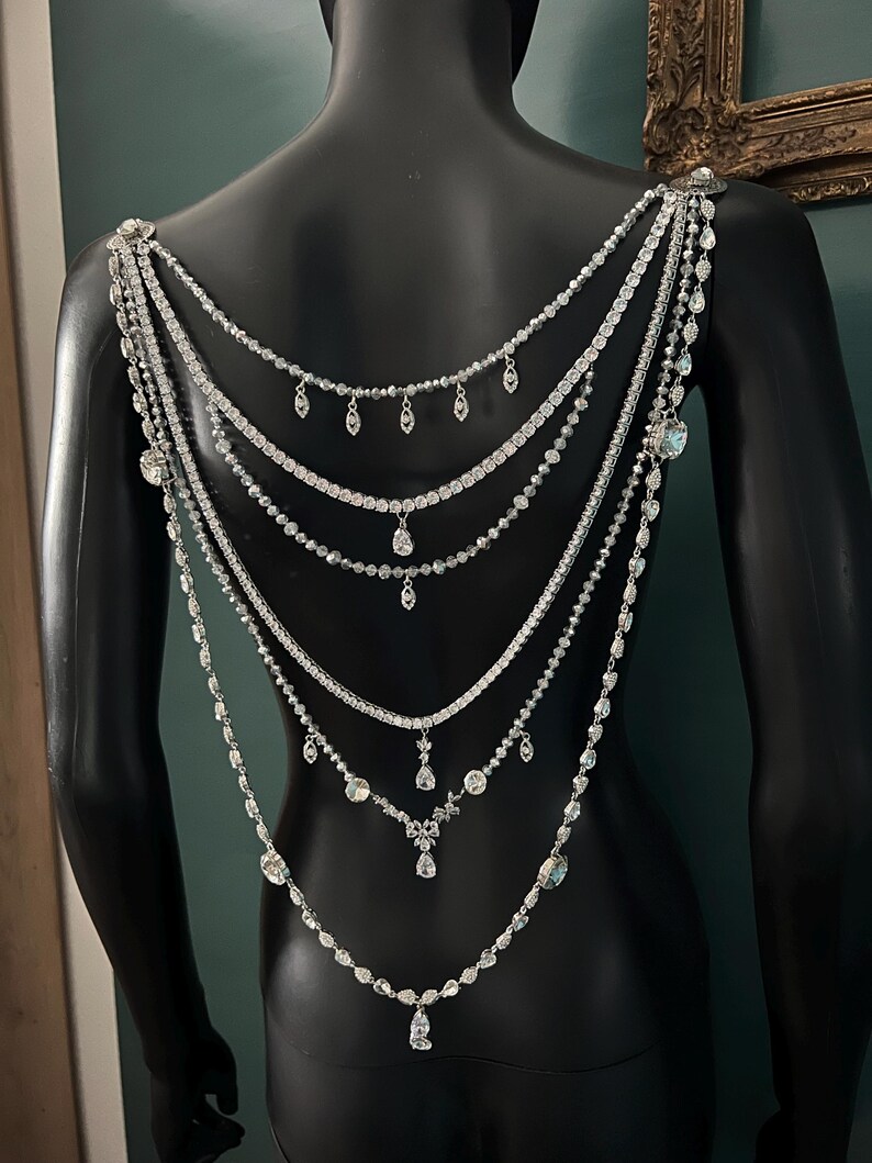 Silver Backdrop Bridal Necklace~back Hanging Necklace~backdrop Bridal ...
