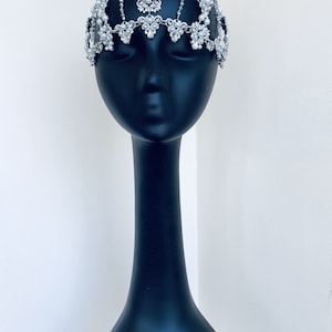 Pearl Headpiece ~silver Head Chain~ Crystal Hairnet~ Bridal Forehead ...