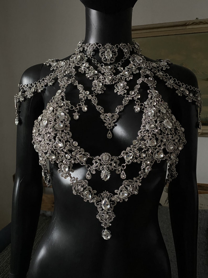 Body Necklace~body Harness~thong With Crystal Rhinestone~jewelry Set ...