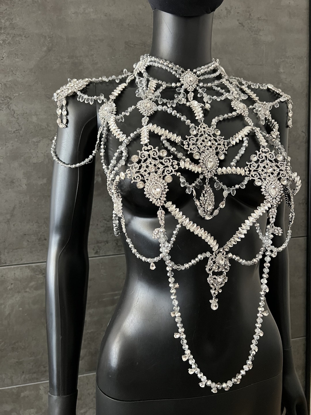 Body Necklace ~crystal Body Chain~shoulder Necklace~bridal Body Chain ...