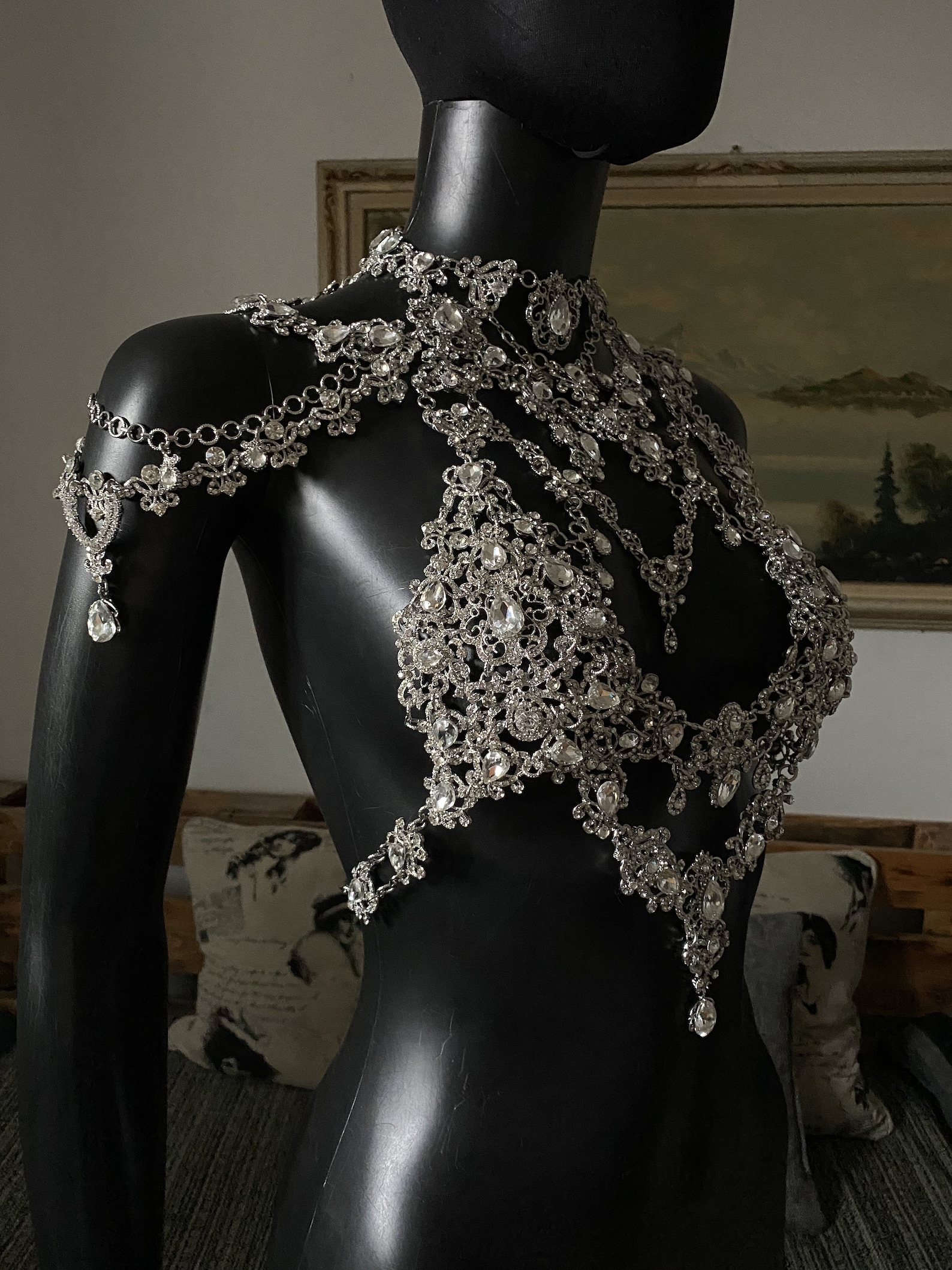 Body Necklacebody Harnessthong With Crystal | Etsy