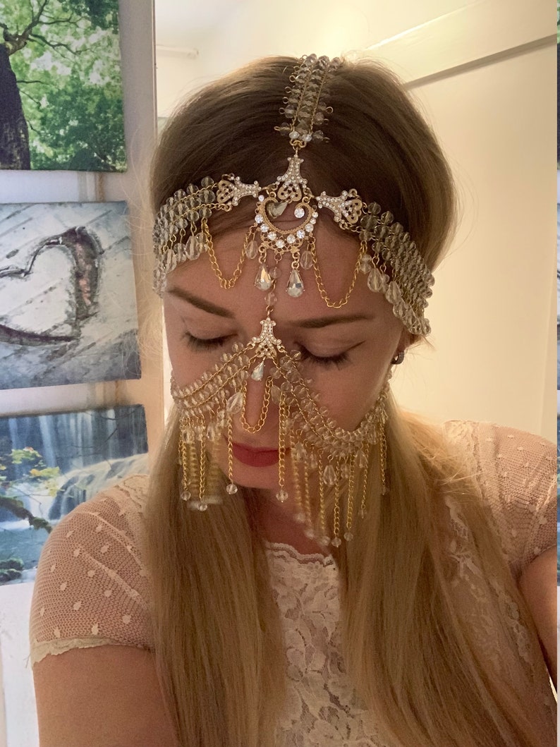 Gold Chain Maskburning Man Maskgold Face Veilrhinestone - Etsy