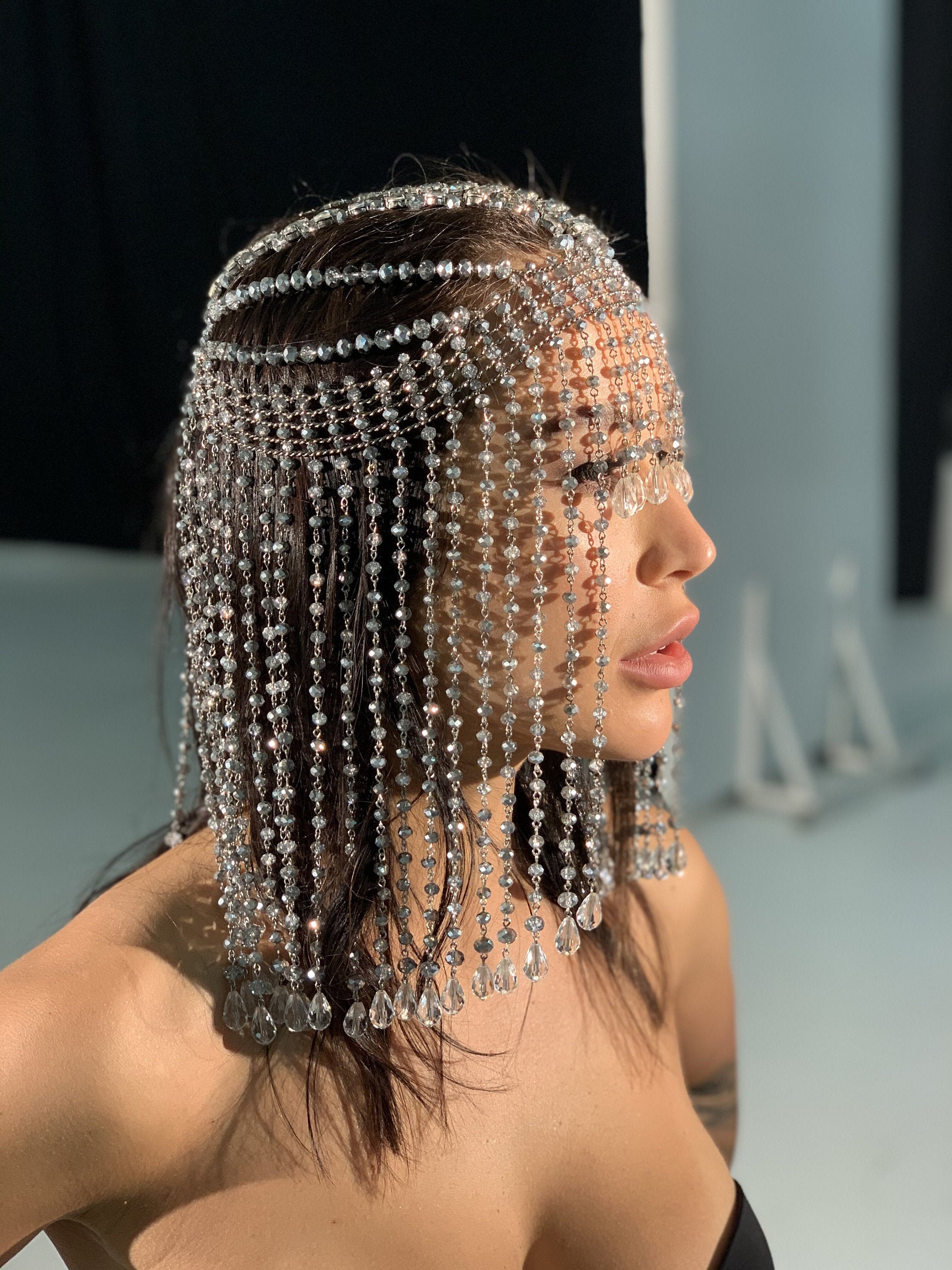 Silver Headpiece bridal Headpiece crystal Headpiece show - Etsy