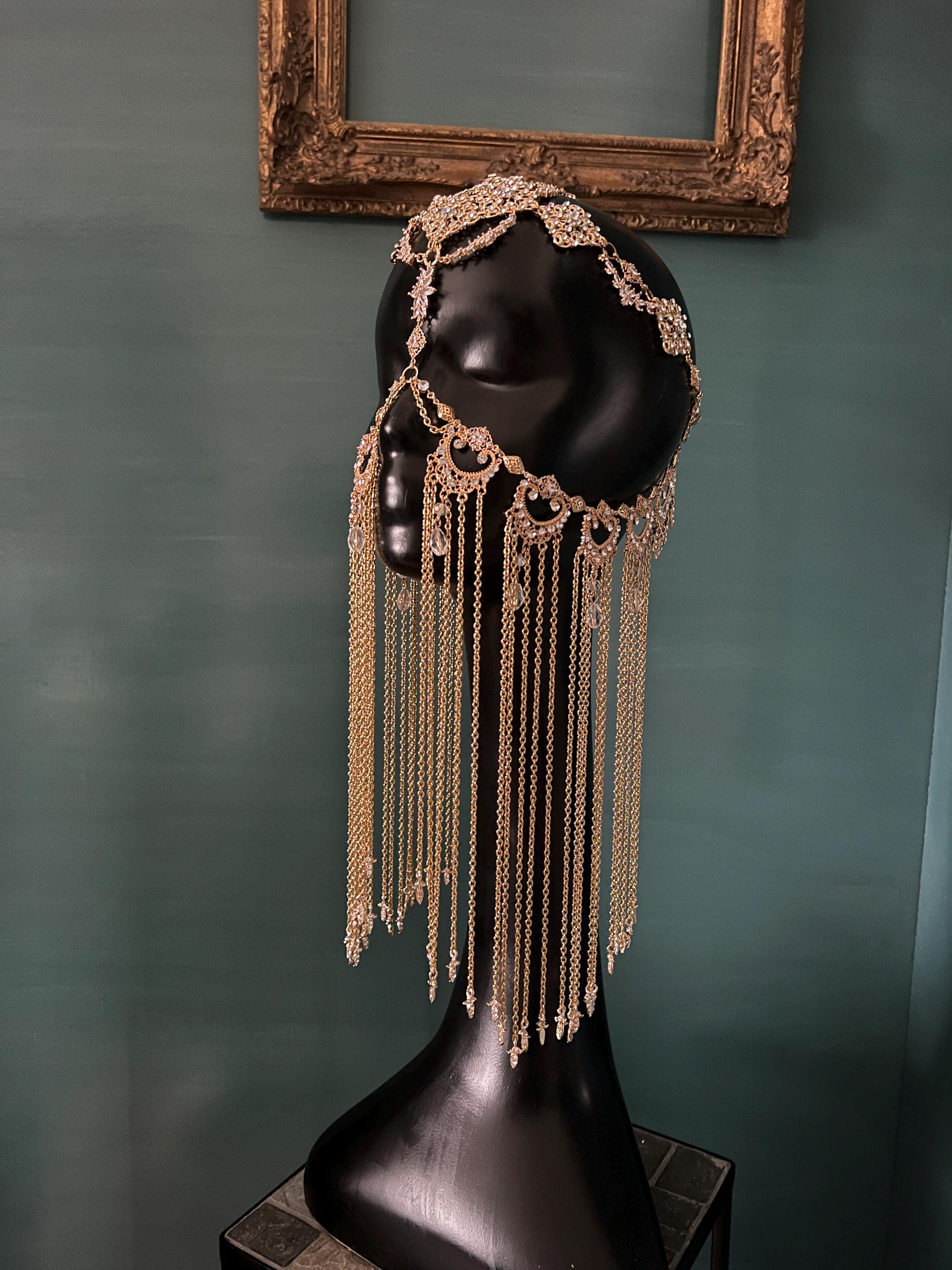 Rhinestone Gold Chain Mask Veil - Belly Dance Jewelry - Etsy Canada