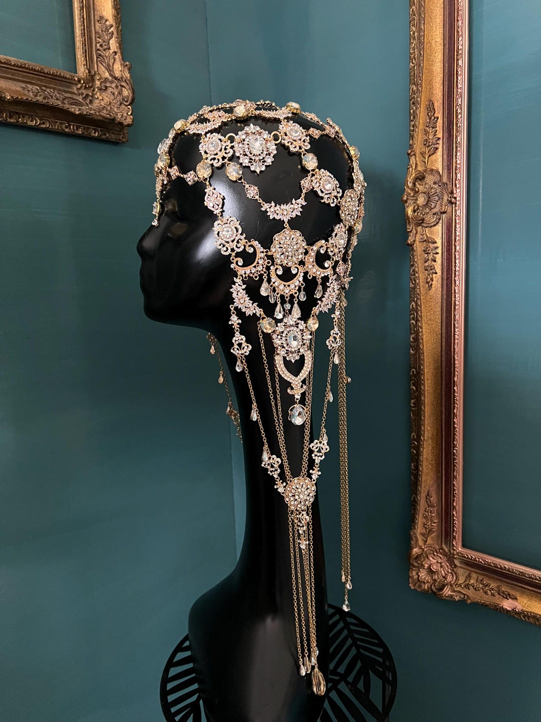 Crystal Headpiece~gold Bridal Headpiece~gold Crystal Hat~bridal ...