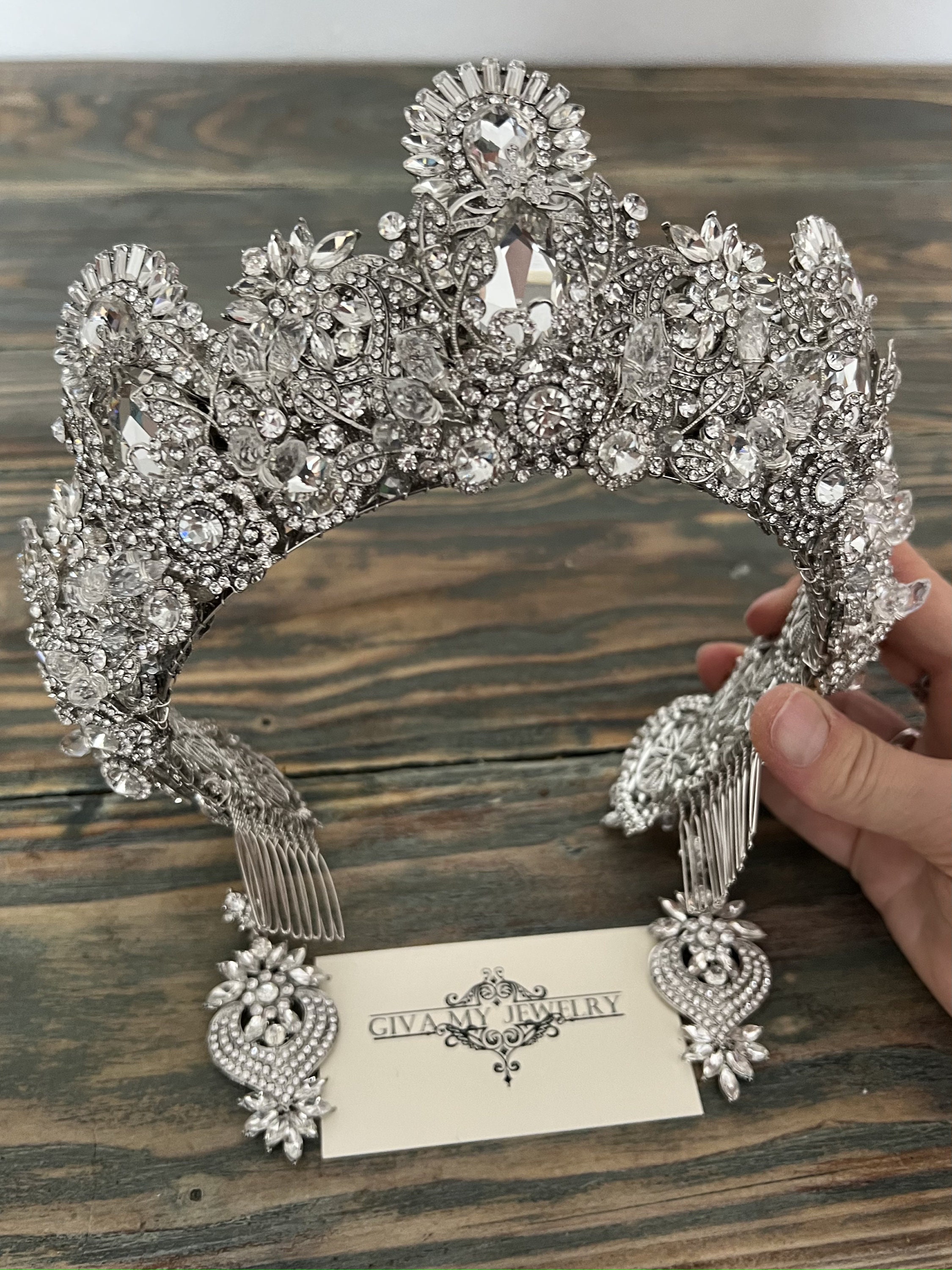 Silver Tiarabridal Silver Crownwedding Earringroyal - Etsy