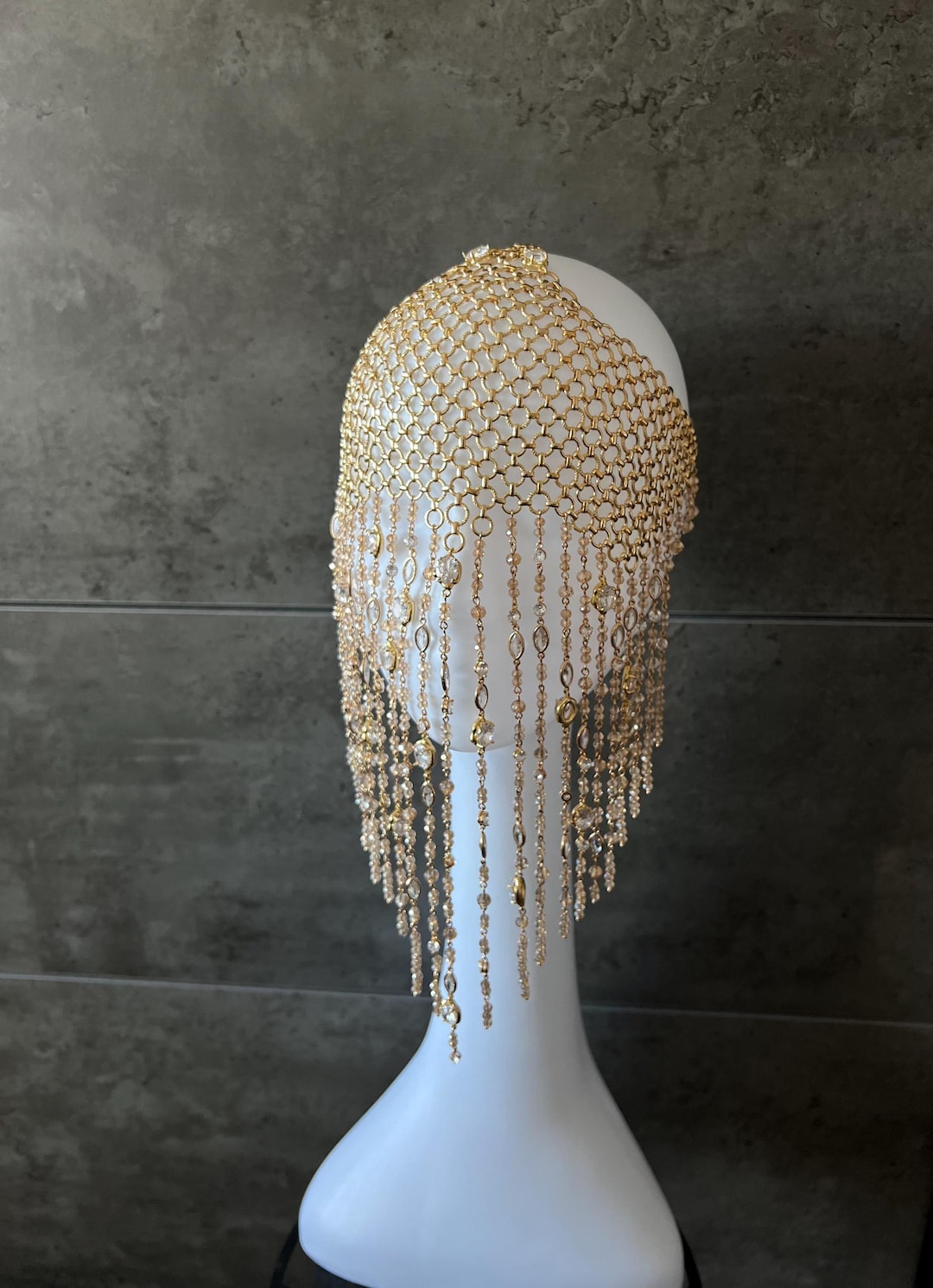 Face Chain~rhinestone Mask~bridal Mask Veil~gold Mask~bridal Headpiece ...