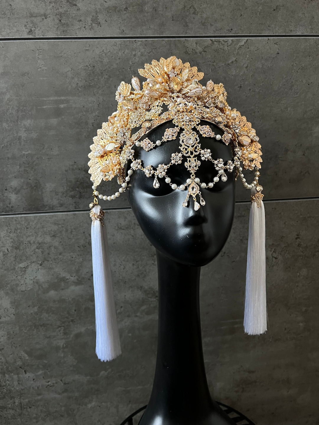 Rhinestone Gold Headpiece~statement Headpiece~bollywood Headpiece~gold ...