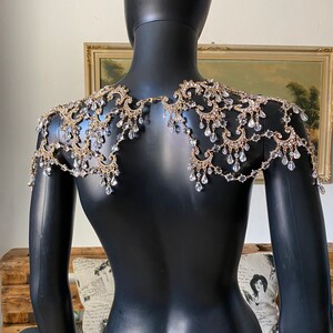 Bridal Gold Crystal Shoulder Necklace, Statement Wedding Jewelry ...