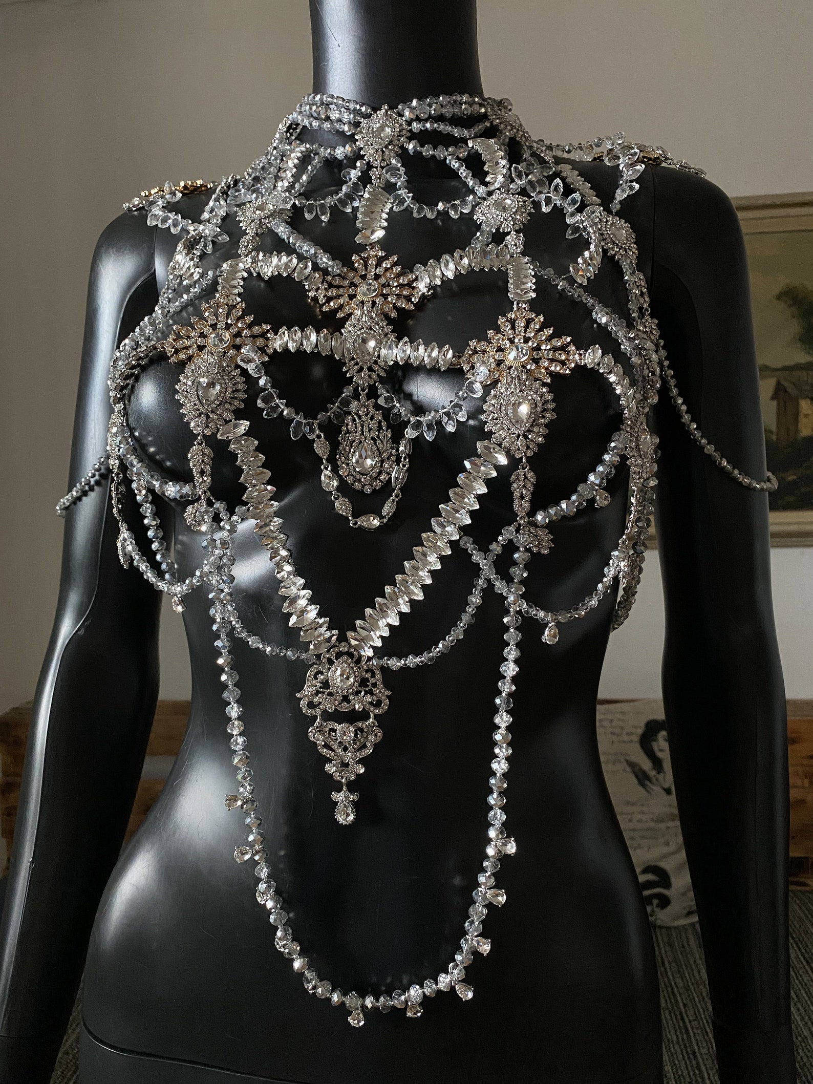 Body Necklace crystal Body Chainshoulder Necklacebridal - Etsy