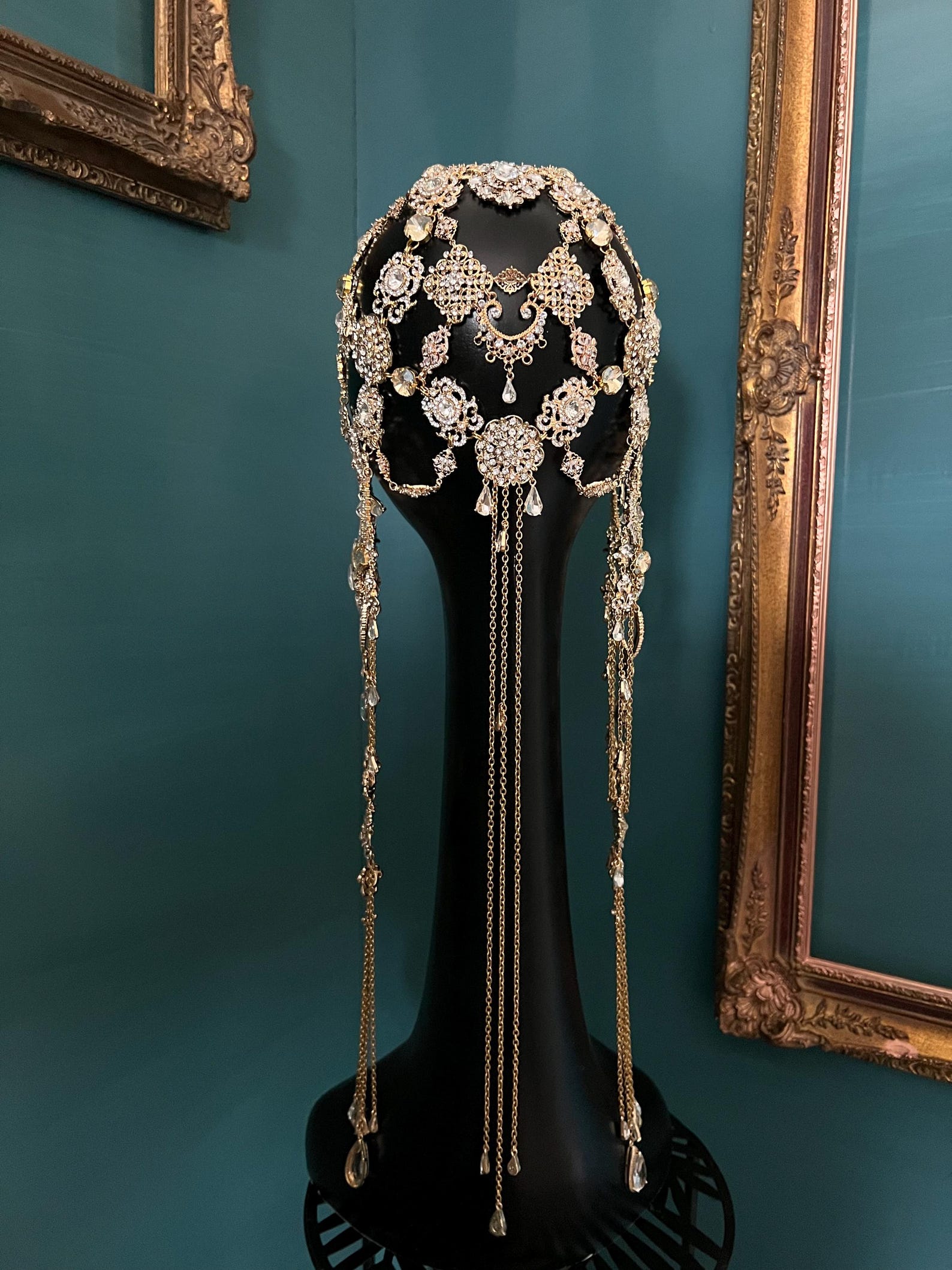 Crystal Headpiece~gold Bridal Headpiece~gold Crystal Hat~bridal ...