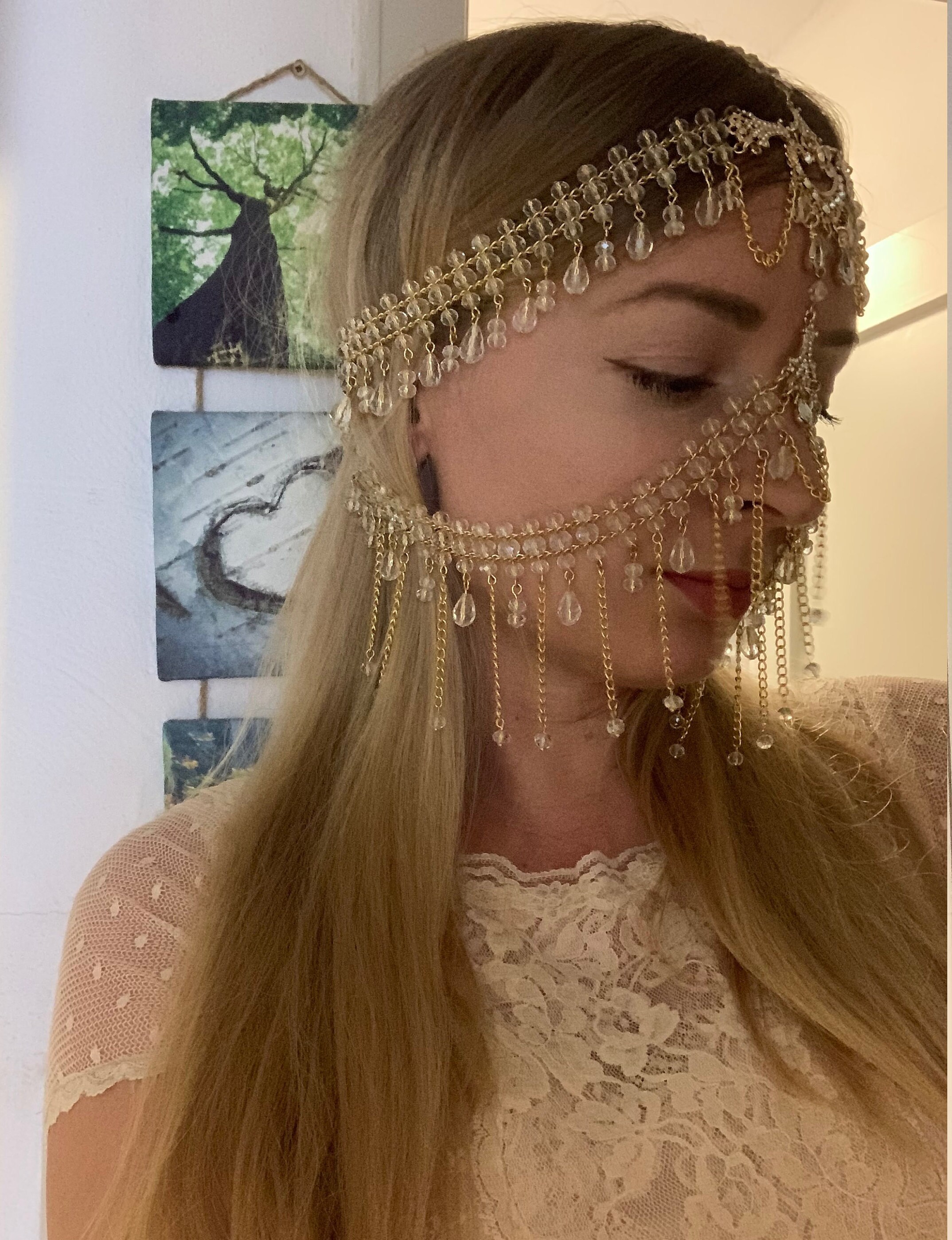 Gold Chain Maskburning Man Maskgold Face Veilrhinestone - Etsy