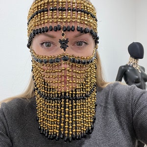 Gold Crystal Mask~gold Headpiece~rhinestone Mask ~masquerade Face Mask ...