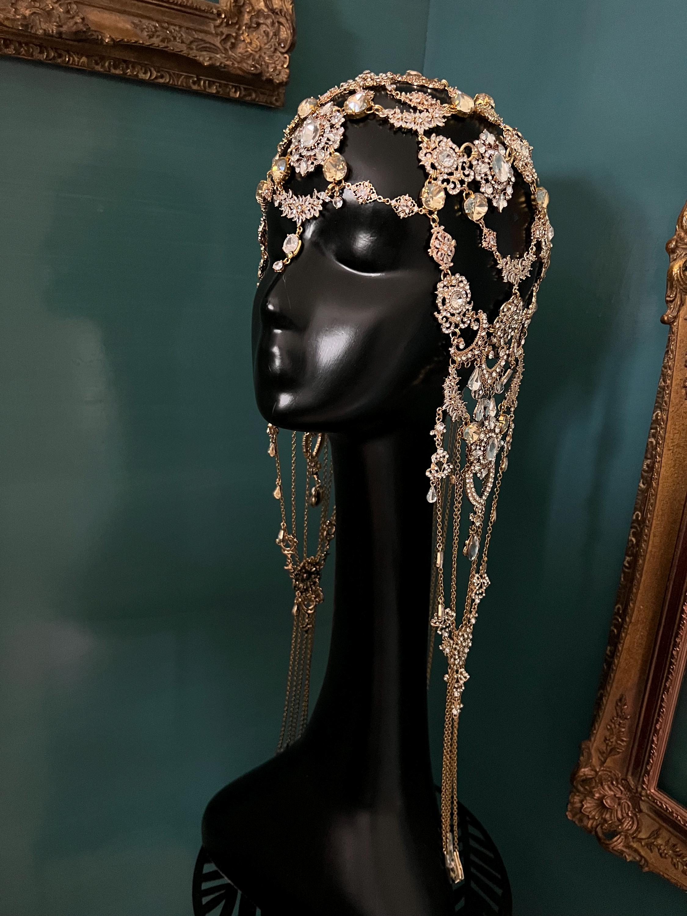 Crystal Headpiece~gold Bridal Headpiece~gold Crystal Hat~bridal ...