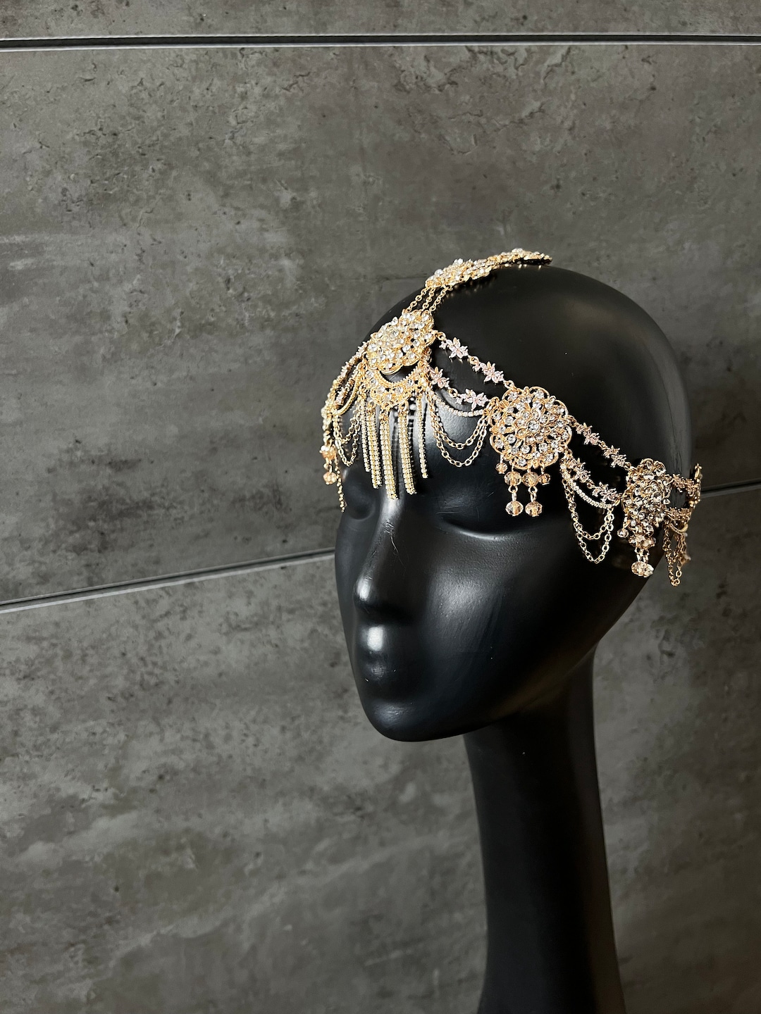 Gold Forehead~gold Crystal Headpiece~gold Wedding Headpiece~gold ...