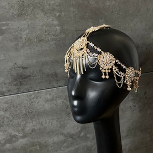 Gold Forehead~gold Crystal Headpiece~gold Wedding Headpiece~gold ...