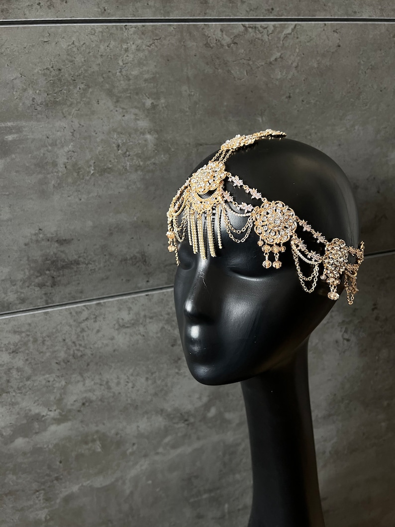 Gold Forehead~gold Crystal Headpiece~gold Wedding Headpiece~gold ...