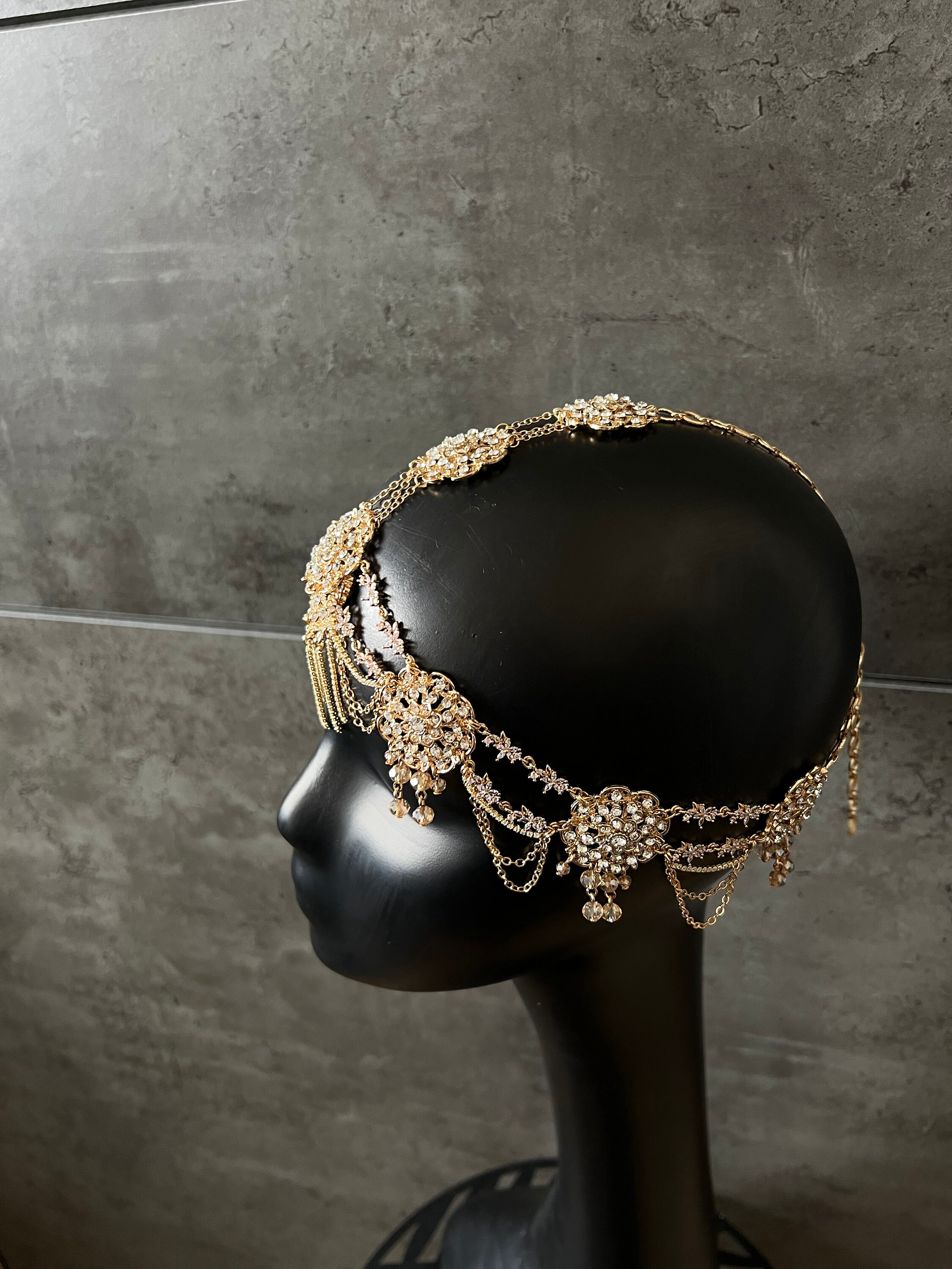Gold Forehead~gold Crystal Headpiece~gold Wedding Headpiece~gold ...