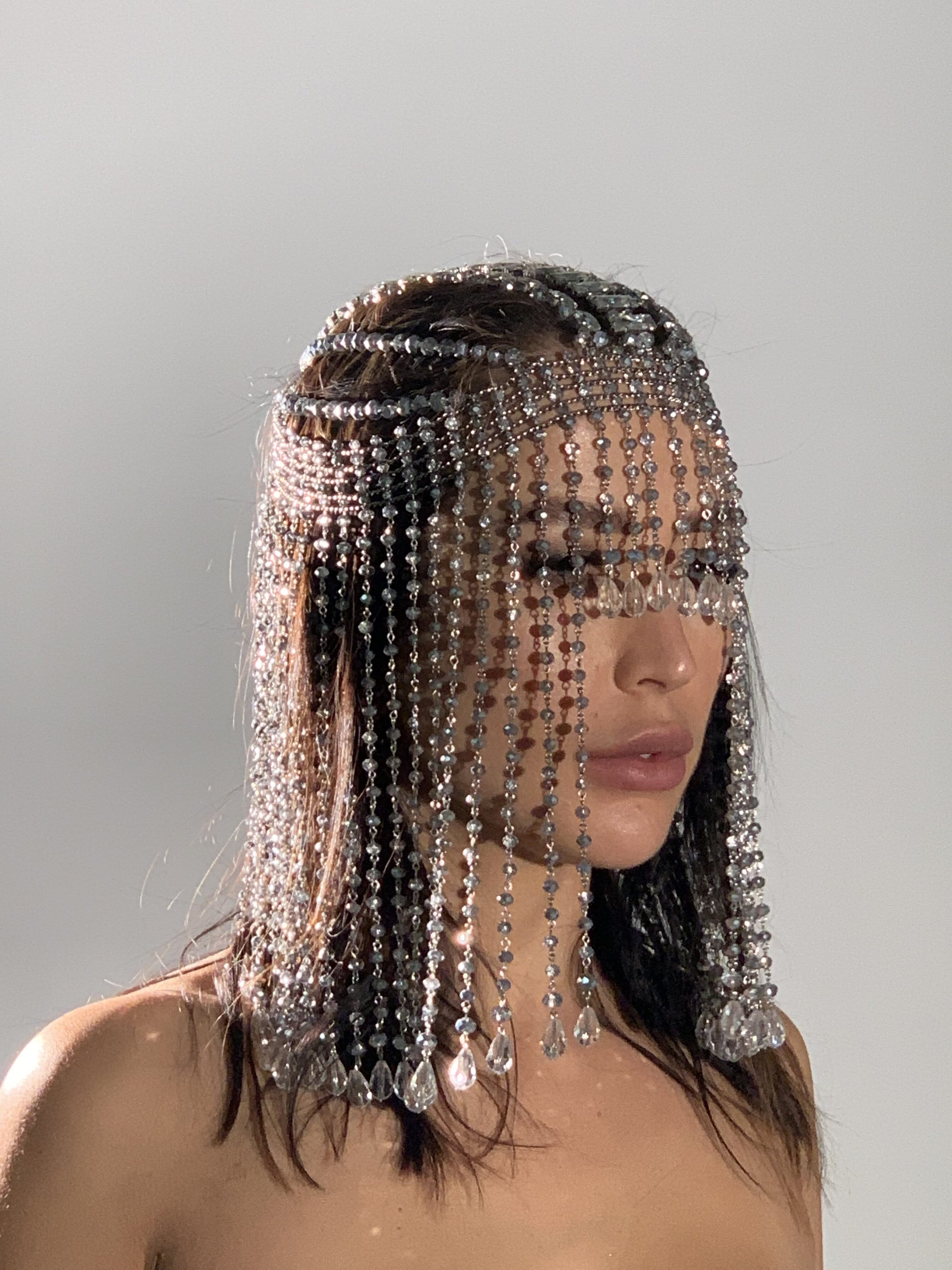 Silver headpiece Bridal headpiece Crystal headpiece Show | Etsy