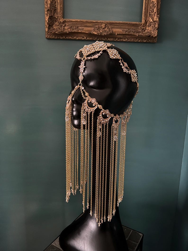 Rhinestone Gold Chain Mask Veil - Belly Dance Jewelry - Etsy Canada