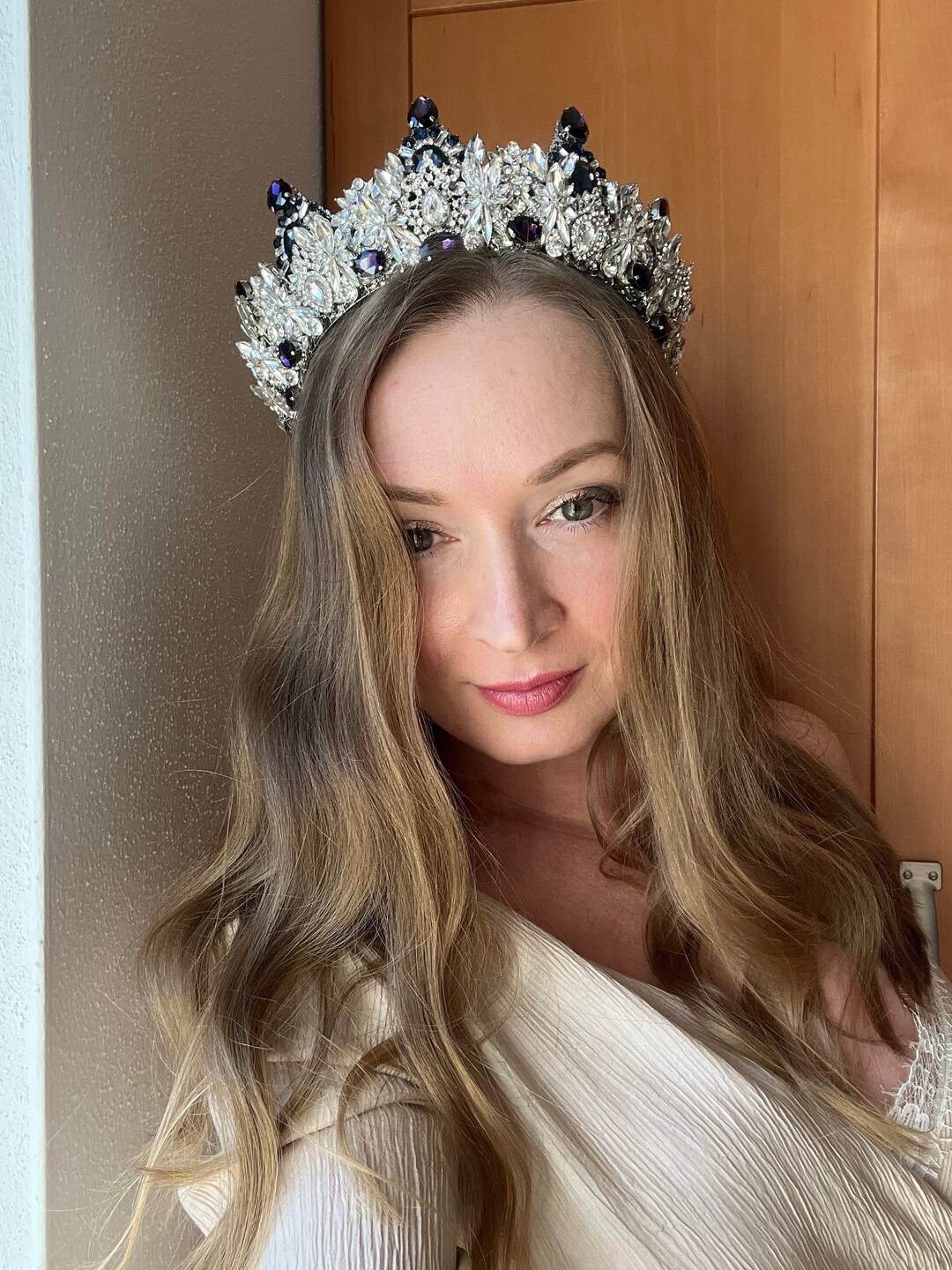 Gothic Crystal Wedding Tiara With Galaxy Blue Accents – Silver Bridal ...