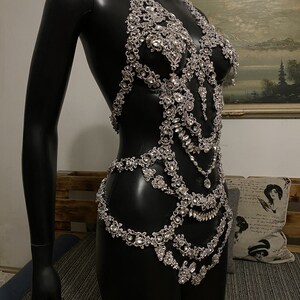 Crystal Body Jewelry~body Harness ~silver Body Chain~statement Shoulder ...